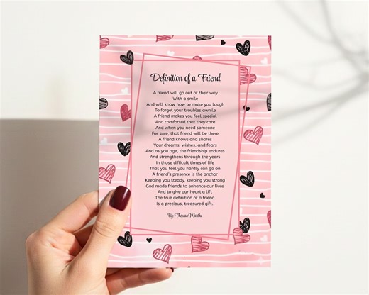 Printable Friend Poem Card Message for Valentines Day, Birthday Letter for Bestie, Meaningful Presents for Loving Friendship, Bff Gift Ideas - Etsy Australia