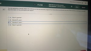 You are assessing a female patient who informs you that she has... | Filo