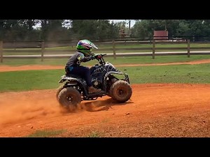 7 YEAR OLD RIDES HIS COOLSTER 110cc 4 WHEELER(ATV) ON THE TRACK AT THE DIRT-BIKE RESORT VLOG #14