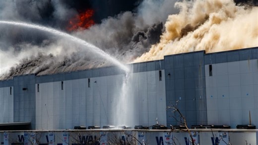 Raw video shows Walmart distribution center fire in Plainfield