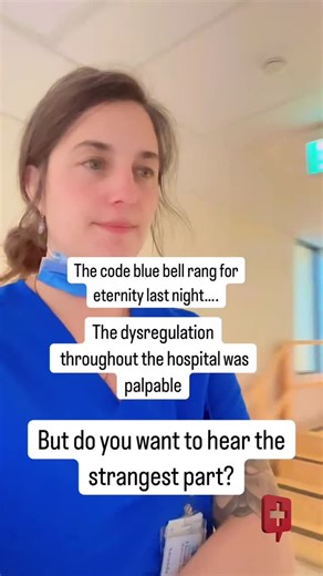 Amanda, BSN 🌀 RN-Led Somatic Exercise on Instagram: "They forgot to turn the code blue button off nonstop beeping Patients know. Staff knows. Everyone’s on edge, waiting for news about the nameless soul. And then… the strangest part. The night just goes on. The code happens. The code ends. The night moves forward, as if it’s normal. By the end of the shift, it’s almost like nothing happened as you hustled around looking after other patients. Almost. But what we deal with as nurses isn’t normal.