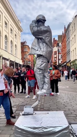 A smile can be brought at any age. #silvermanstatueofficial #livingstatue #levitating