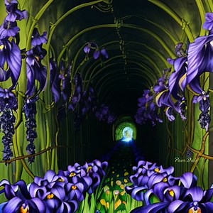 Tree of life vines and purple irises in a colorful tunnel. | Pam's Gifs and Videos