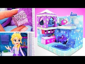 Magical Craft For Queen Elsa ❄️DIY Amazing Dollhouse, Snow Sparkle Outfit And Shiny Glittery Charms
