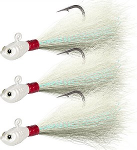 [Hot Item] 3 Pack Bucktail Jig Lure Hair Jig Saltwater Freshwater Lures Surf Fishing White Red Chartreuse Bass Flounder Striper Bluefish Halibut Redfish 1/2oz, 1oz, 2oz, 4