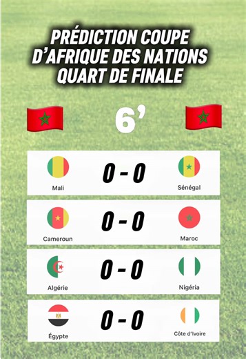 Prédiction Coupe d’Afrique des Nations - Quart de Finale 🇲🇦🔥⚽️ #mali #algerie #cotedivoire #maroc #senegal