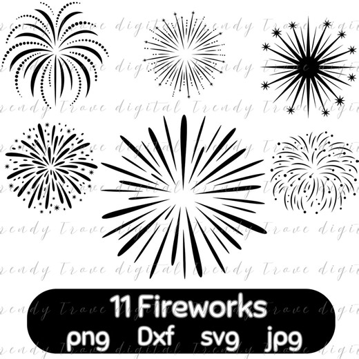 Firework Burst Silhouette SVG Bundle Black Vector Celebration Cut Files - Etsy
