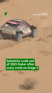 27K views · 256 reactions | Sébastien Loeb is out of theDakar Rally after this scary crash on Stage 3!  Incredibly The 9-time world rally champion was able to finish the stage but the damage to his car means his 2025 Dakar campaign has come to an early end. | SBS Sport | Facebook