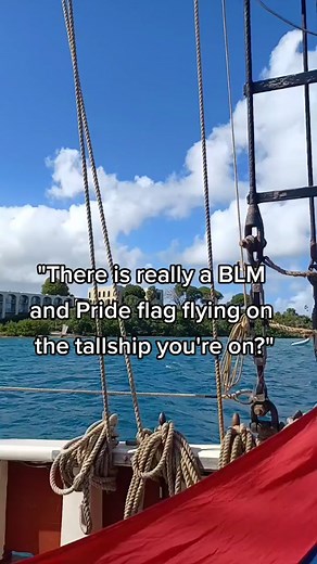 And we treat them with the same procedures as our other flags and engsin. #sailing #lgbtq #tallship #tallshipsailor #blm #pride