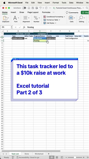 Getting organized around your tasks if half the battle. I used this task tracker to get a $10k raise at work. Heres the excel version of the tracker I use. To simplify things im combining the tutorial and here is part 2 of 3. #tasktracker #template #customtemplate #organized #customtracker #work #forgetful #payraise #customize #worksmarternotharder #googlesheetstutorial #googlesheetstips #learngooglesheets #googlesheets #gsheets #excel #data #spreadsheet #LearnOnTikTok