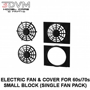 Electric Fan & Cover for 60s and 70s Small Block (Single Fan) in 1/24 1/25 scale
