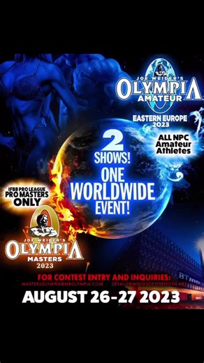 @mastersolympiaofficial After an 11-year absence from the IFBB Pro League, the prestigious world-renowned competition Masters Olympia returns to the professional bodybuilding and international fitness circuit on August 26-27 at BT Arena Cluj. As part of the Masters Olympia Contest, top professional athletes over the age of 40 will compete for the title of Masters Olympia champion in 10 competitive classes. Along with the Masters Olympia, the bodybuilding and fitness contest Olympia Amateur Easte