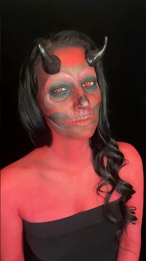 Red Devil Skull Halloween Face Paint Makeup