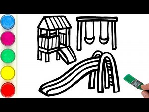 Please Try to Draw, Paint This Children Playground With Me Coloring Pages for Kids