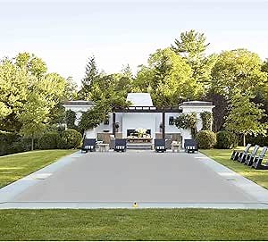 TANG 20'x 45' Inground Pool Cover Safety Winter Covers with Wire Rope Hemmed All Edges, Heavy Duty Rectangular Mesh Cover for Swimming Pools Leaf Net Covers (Light Grey)