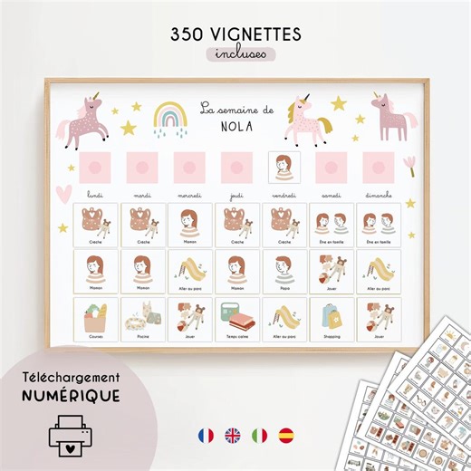 Personalized Kids Weekly Planner | Montessori Weekly Schedule, Unicorn,family Wall Organizer, Toddler Routine Chart | Digital Download - Etsy