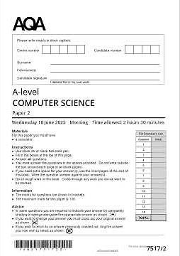 2025 AQA A Level Computer Science Paper 27517 2