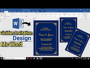 Ms Word Tutorial : Wedding Card Design🔥in Ms Word | Golden Invitation Card Design in Ms Word