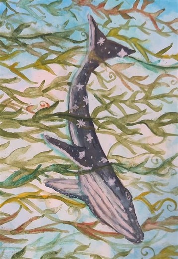 Whale Painting Inspired by Impressionism Techniques