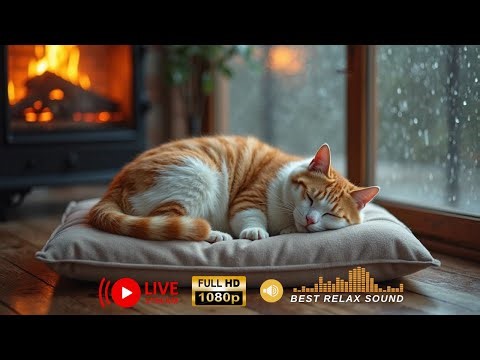 Calming music for Cats - Cat anxiety music with rain sound | Cat music for sleep | Piano cat music