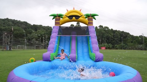 26FT(L) Commercial Water Slide for Adults Kids 【Double Water Slides&Giant Splash Pool】 100% PVC Inflatable Adult Water Slide with 1100W Blower, 0.45mm Heavy Duty Vinyl Backyard Outdoor, 26x12x14ft