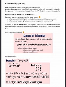 Questions to answer:When we say TRINOMIAL, it is an algebraic... | Filo