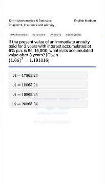 12th Math Statistics Annuity Accumulated Value Calculation