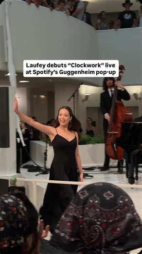 128K views · 78 reactions | Laufey brought an elegant surprise to NYC’s Solomon R. Guggenheim Museum, performing “Clockwork” live for the first time from her upcoming album ‘A Matter of Time’ (out 8/22). Backed by a grand piano and string ensemble, the acoustic pop-up was part of Spotify’s “An Afternoon with Laufey,” delighting fans and unsuspecting visitors alike. | Billboard | Facebook
