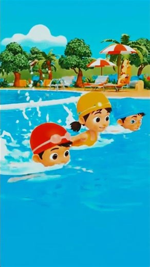 Cute Kids Swimming Race 🏊‍♂️#cartoonshorts#kidsanimation#funnykids#swimmingrace#kidscartoon