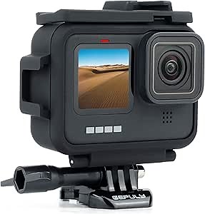 GEPULY Frame Mount Housing Protective Case for GoPro Hero 9 10 11 12 13 Black, Built-in Dual Cold Shoe Slot, Vlog Cage Case, Quick Release Buckle and Thumb Screw Included
