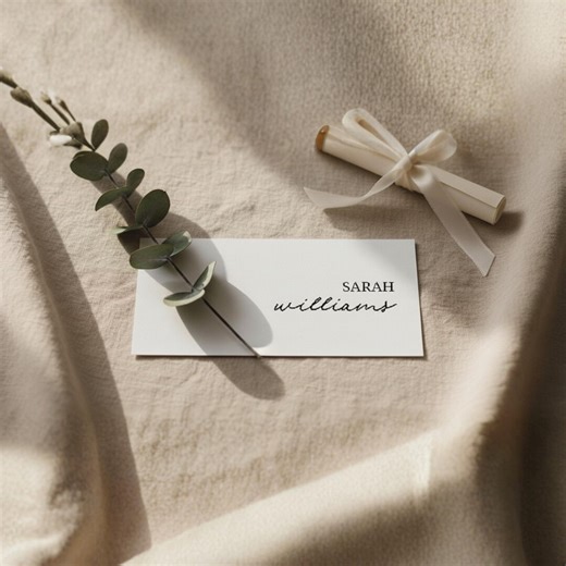 Minimalist Place Card Template, Flat and Foldable Table Name Card Printable, Wedding Guest Tag, Dinner Party Seating Card, Canva Template - Etsy