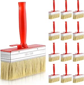 Tioncy 12 Pcs 6 Inch Deck Brush and Sealer Block Paint Brushes on Wood Shed and Fence for Walls, Dusting, Masonry, Wood Deck and Fence Stain Applicator
