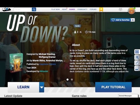 Boardgame Arena Tutorial - Up or Down?