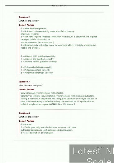 Latest NIH Stroke Scale Exam with Answers video