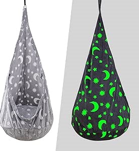 Kids Pod Swing Seat, Sensory Swing Chair with PVC Inflatable Cushion, Hanging Hammock Chair for Indoor and Outdoor Use