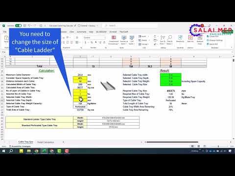 Cable Tray and Cable Ladder Sizing Calculator Excel Free Download