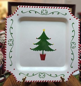 Vtg Large Square Cut Out Corners Christmas Tree Platter - Etsy