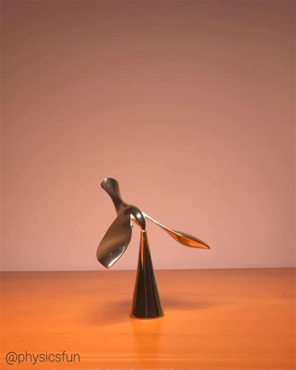 physicsfun on Instagram: "Brass Balance Bird: weighted wing tips create a center of mass below the bird’s beak- making a system in stable equilibrium. No magnets! This bird and stand are made of steel with a polished brass finish- a work of art really- and useful too! Tipsy the bird by Umbra. ➡️ Follow the link in my profile for info on where to get this sleek metal balancing bird and many other science curiosities featured here on @physicsfun #equilibrium #centerofmass #physicstoy #balancebird 