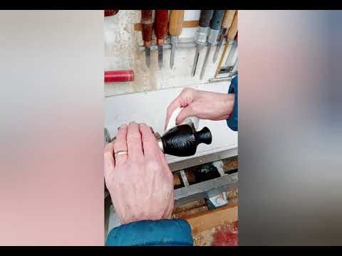 Ash vase with blue wax.