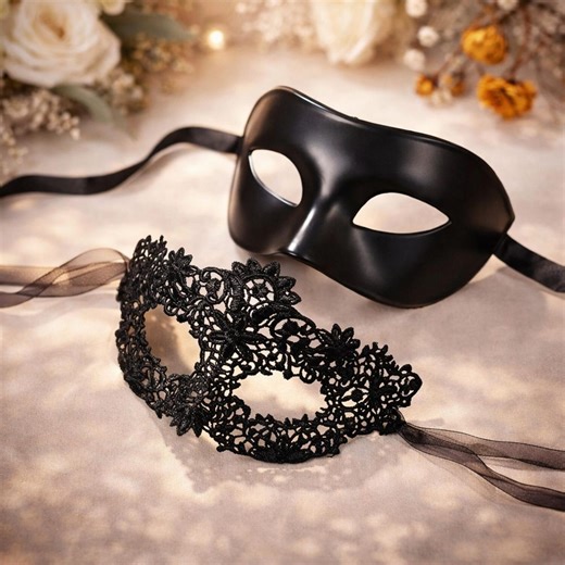 Black Couples Masquerade Masks Men Women Venetian Mardi Gras Halloween - Etsy