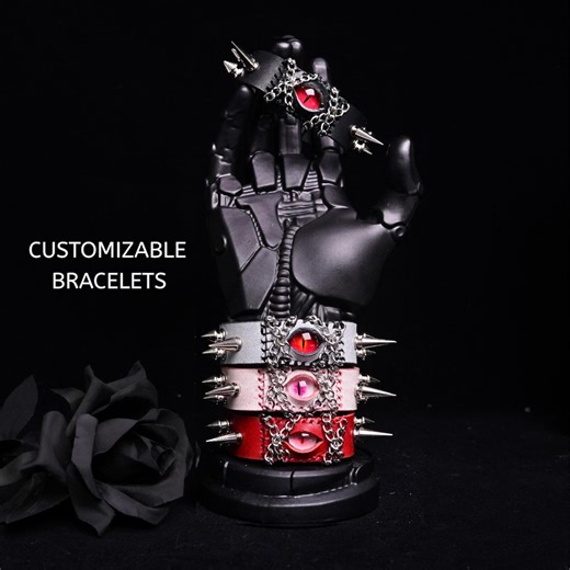 Custom Gothic&punk Personalized Leather Bracelet – Spiked Wristband With 60 Eye Designs – Goth, Punk, Alt Fashion Gift - Etsy Ireland