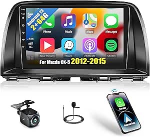 2G+64G Android 13 Car Stereo for Mazda CX-5 2012-2015 with Wireless Apple Carplay Android Auto,9" Touchscreen Car Radio with GPS Navigation,WiFi,Bluetooth,FM/RDS Radio,SWC,HiFi+AHD Backup Camera
