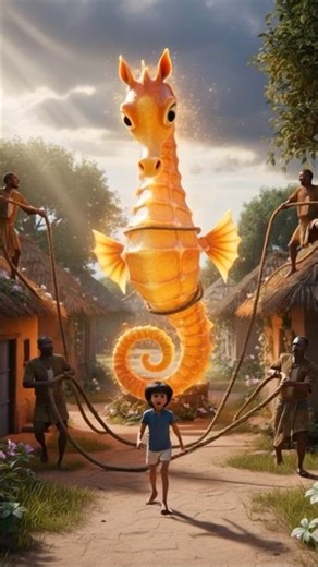 Boy Saves a Dolphin 🐬✨ | Magic Shell Creates a Giant Sea Horse #shorts #viral #aixstory