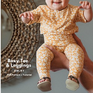Baby Leggings & Boxy Tee Sewing Pattern, Easy Baby Outfit Pattern, Comfortable Baby Girl Outfit, Baby Girl Outfit Pattern, Baby Legging Pdf - Etsy Canada