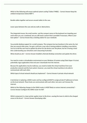 CompTia A 2201001 Core 1 Certification Practice Exam with Correct Answers2526