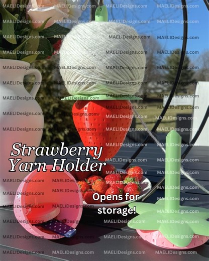 Strawberry Yarn Holder With Storage – Portable Yarn Organizer | Crochet Knitting Tool | 3D Printed / Minder / Dispenser / Spinner - Etsy