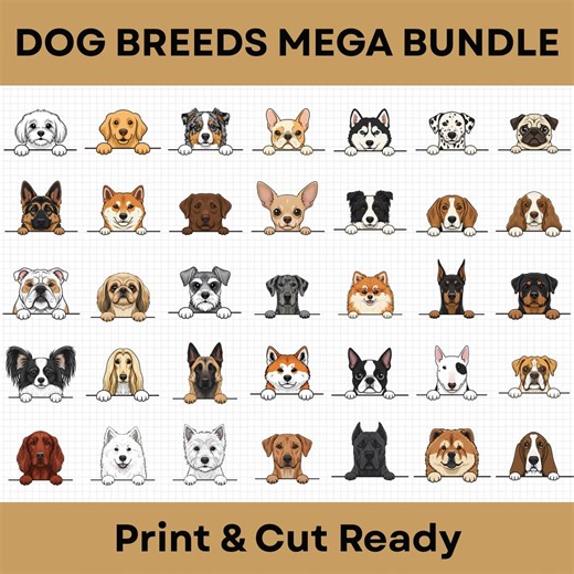 35 Dog Breeds Svg Png Bundle, Cute Dog Faces Clipart Set Svg Png Dxf Eps, Puppy Head Svg, Cricut Silhouette Cut Files - Etsy Australia