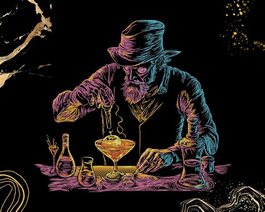 Alchemy Wizard Embroidery Design | Neon Alchemist Potion Art | Fantasy and Gothic Decor | Machine Embroidery Digital File | Mystical Science - Etsy