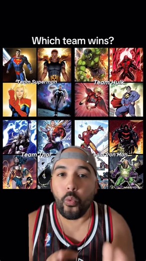 Which superhero team wins? #superman #hulk #thor #ironman #greenscreen | arris_quinones