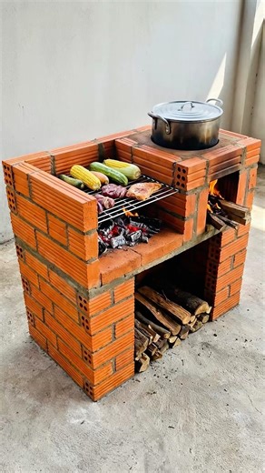 DIY brick stove — strong and built to last.